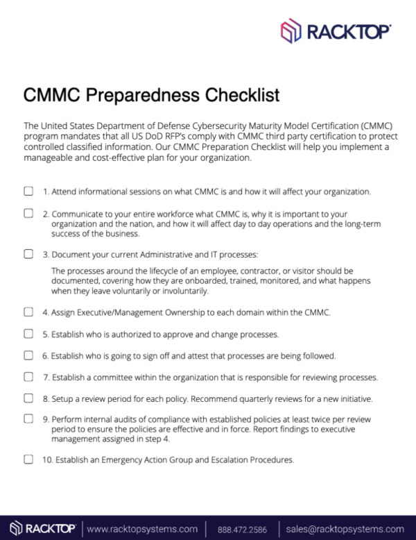 CMMC checklist | RackTop BrickStor Security Platform