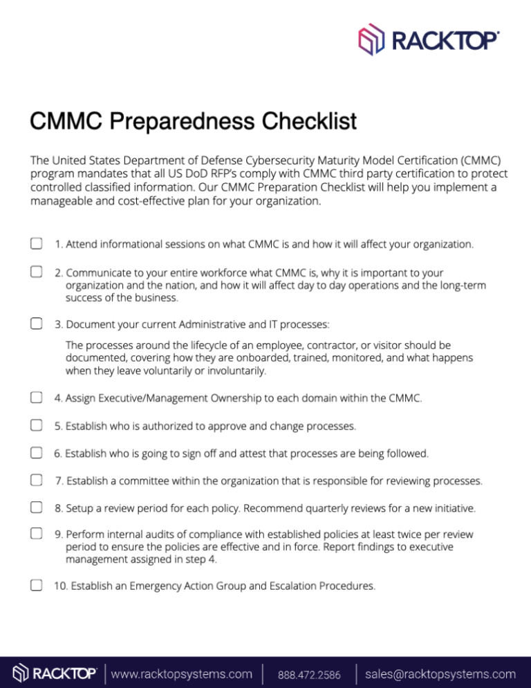 CMMC checklist | RackTop BrickStor Security Platform